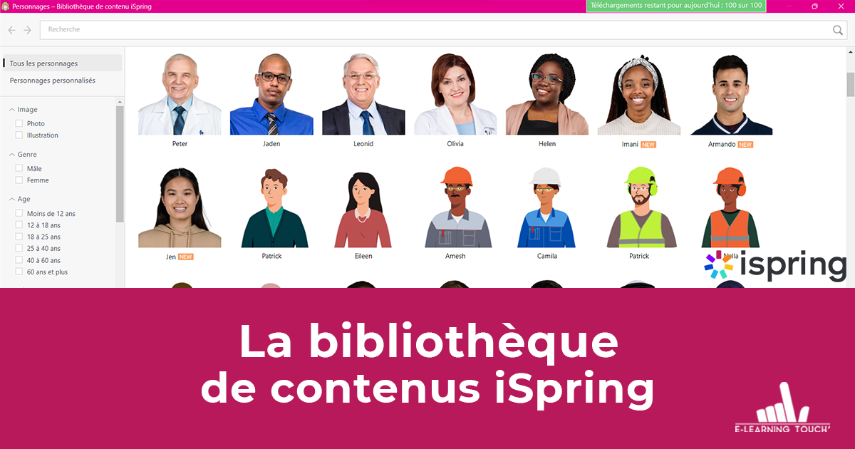 La bibliothèque de contenus iSpring - E-learning Touch'