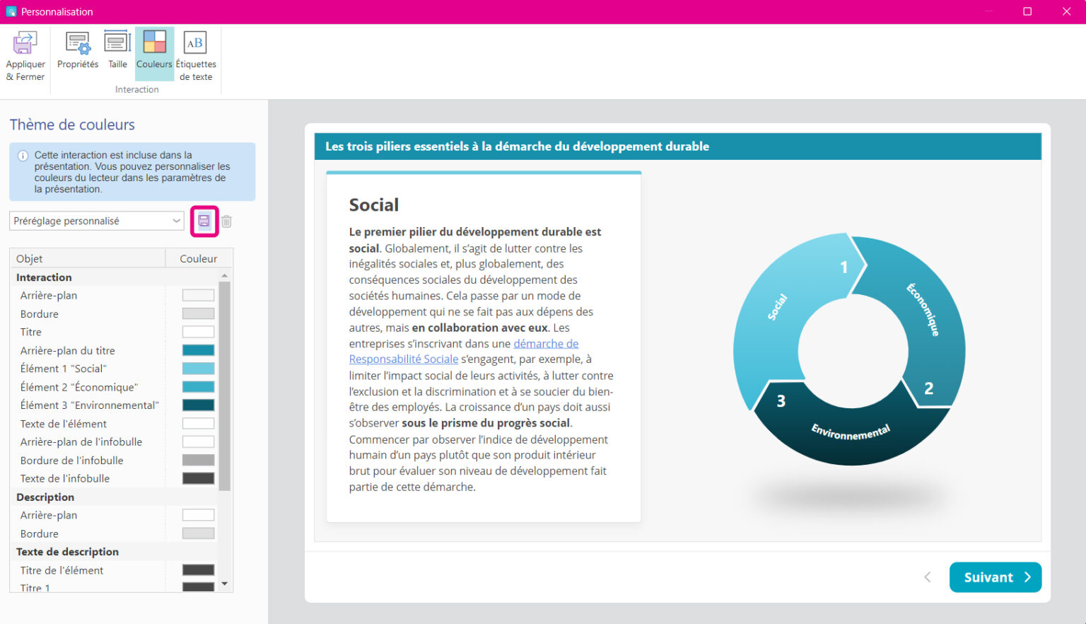 Thèmes de couleurs de vos interactions iSpring - E-learning Touch'