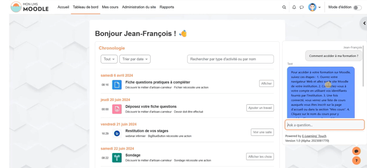 Un ChatBot pour votre LMS Moodle - E-learning Touch'